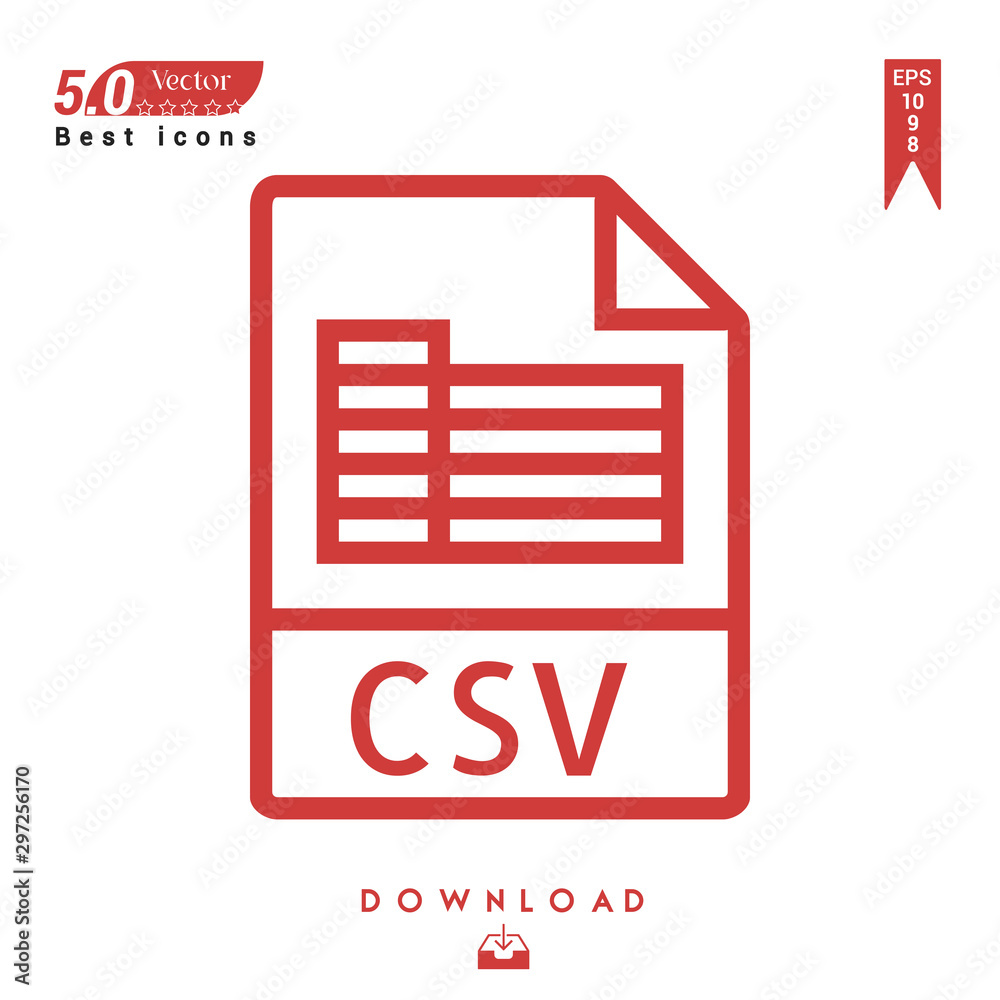 Vecteur Stock Outline csv file-type icon vector isolated on white ... Vecteur Stock Outline csv file-type icon vector isolated on white ...