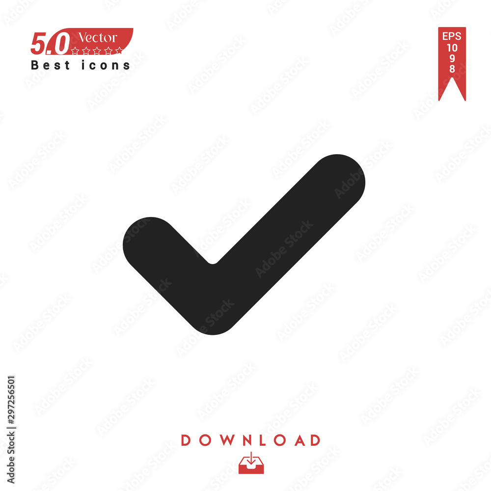 black check-mark icon vector isolated on white background. Graphic ...
