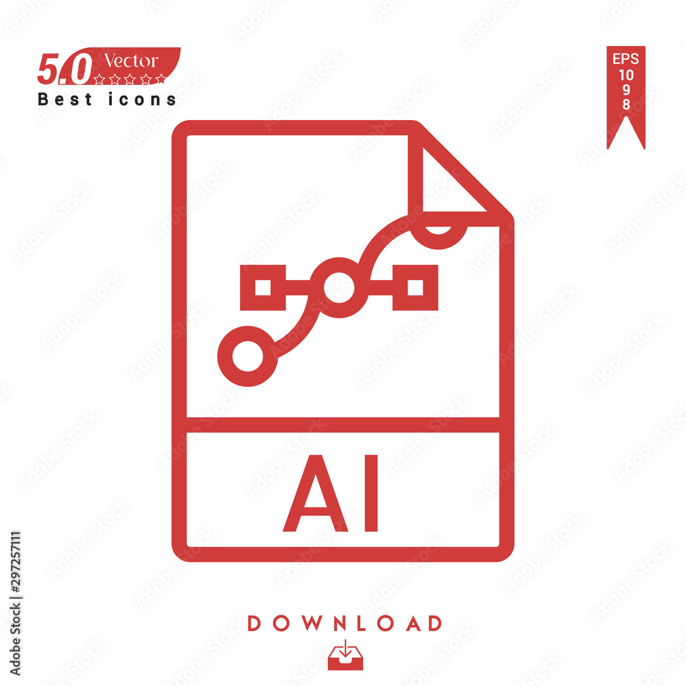 Outline ai file-type icon vector isolated on white background. Graphic ...