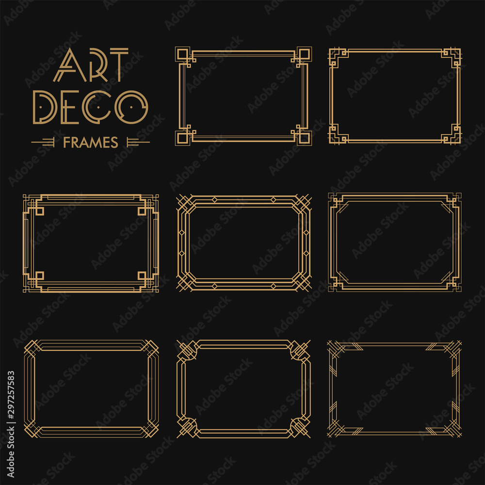 Set of Art deco borders and frames. Creative template in style of 1920s ...