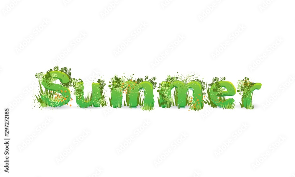 Vector illustration of word Summer with capital letters stylized as a ...