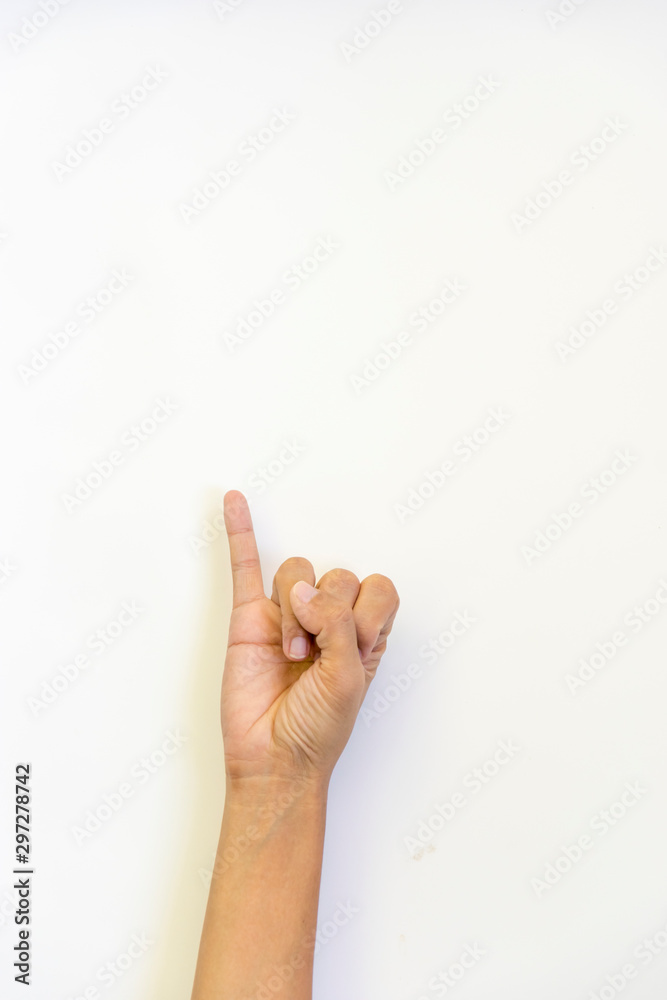 hand with smallest pinky finger isolated on white background counting ...