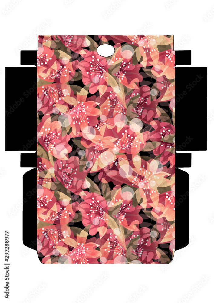 Favor printable template box packing, print and cut, flowers floral ...