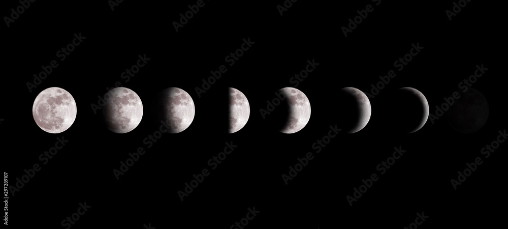 Moon phases night space astronomy and nature moon phases sphere shadow ...