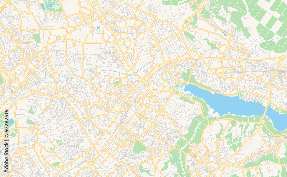 Printable street map of Kashiwa, Japan Stock Vector | Adobe Stock