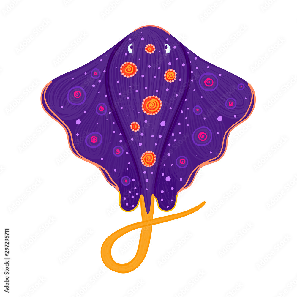 Spotted stingray. Sea ray. Marine life. Underwater creatures. Design ...