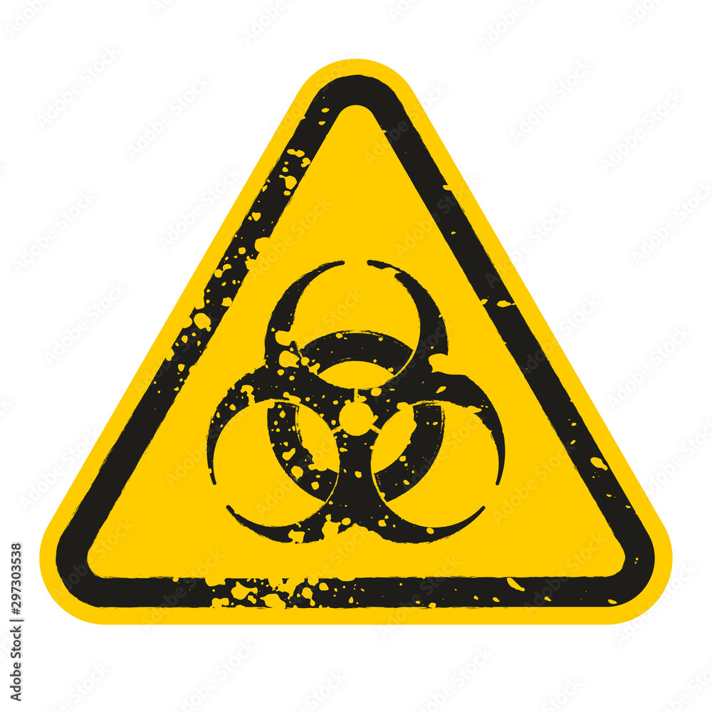 Grunge Danger biohazard sign isolated on white background. Vector ...