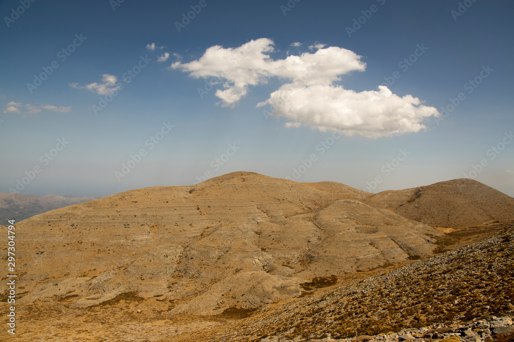 Greek Crete mountain range with highest mountain Ida Psiloritis, very ...