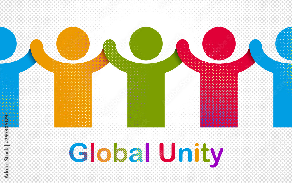 Worldwide people global society concept, different races solidarity, we ...