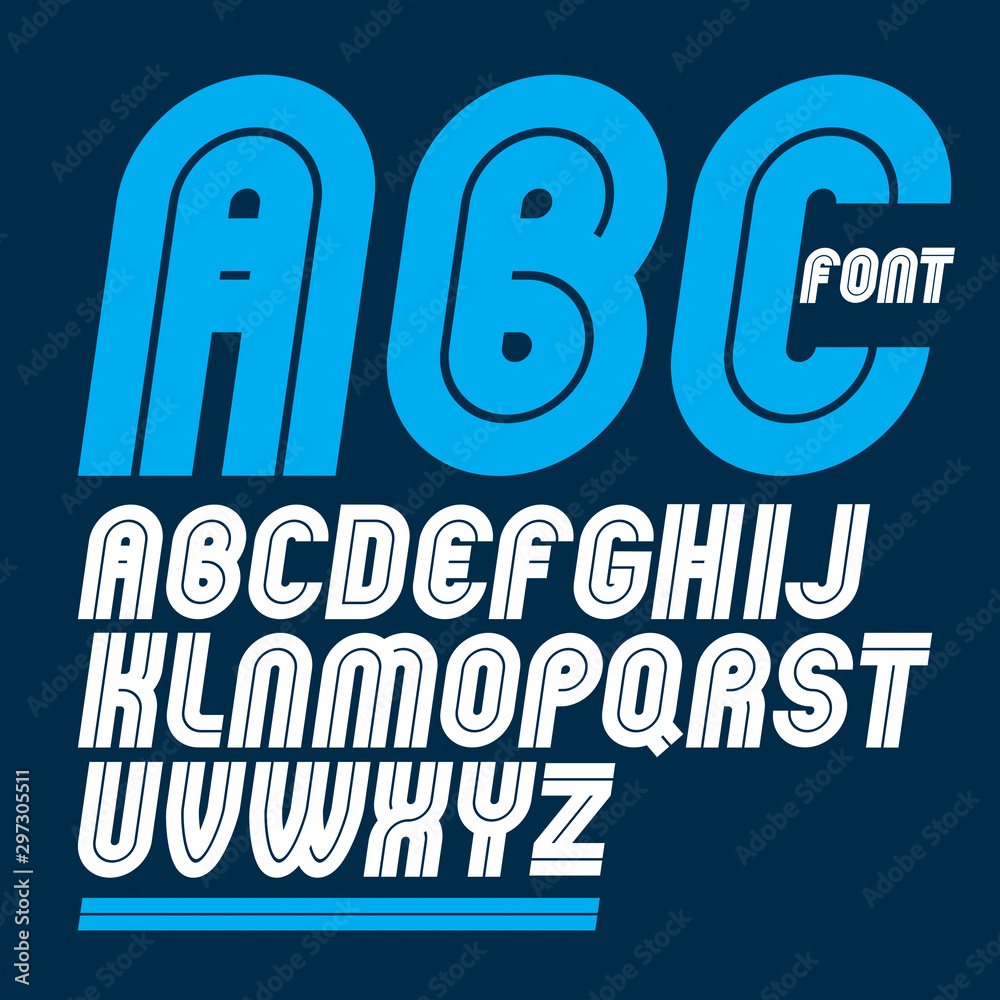 Set of vector rounded bold capital alphabet letters made with white ...
