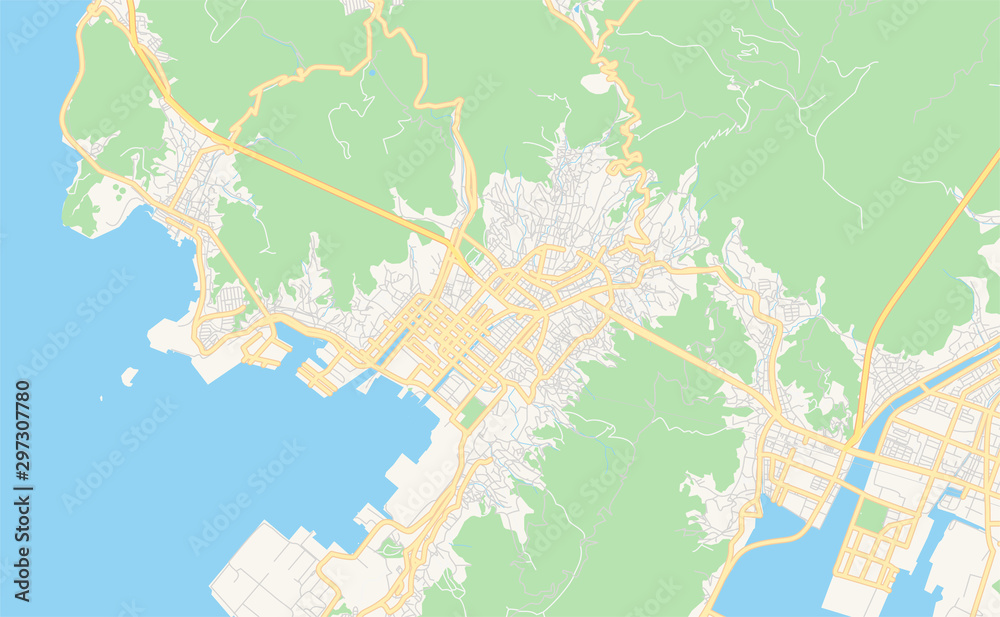 Printable street map of Kure, Japan Stock Vector | Adobe Stock