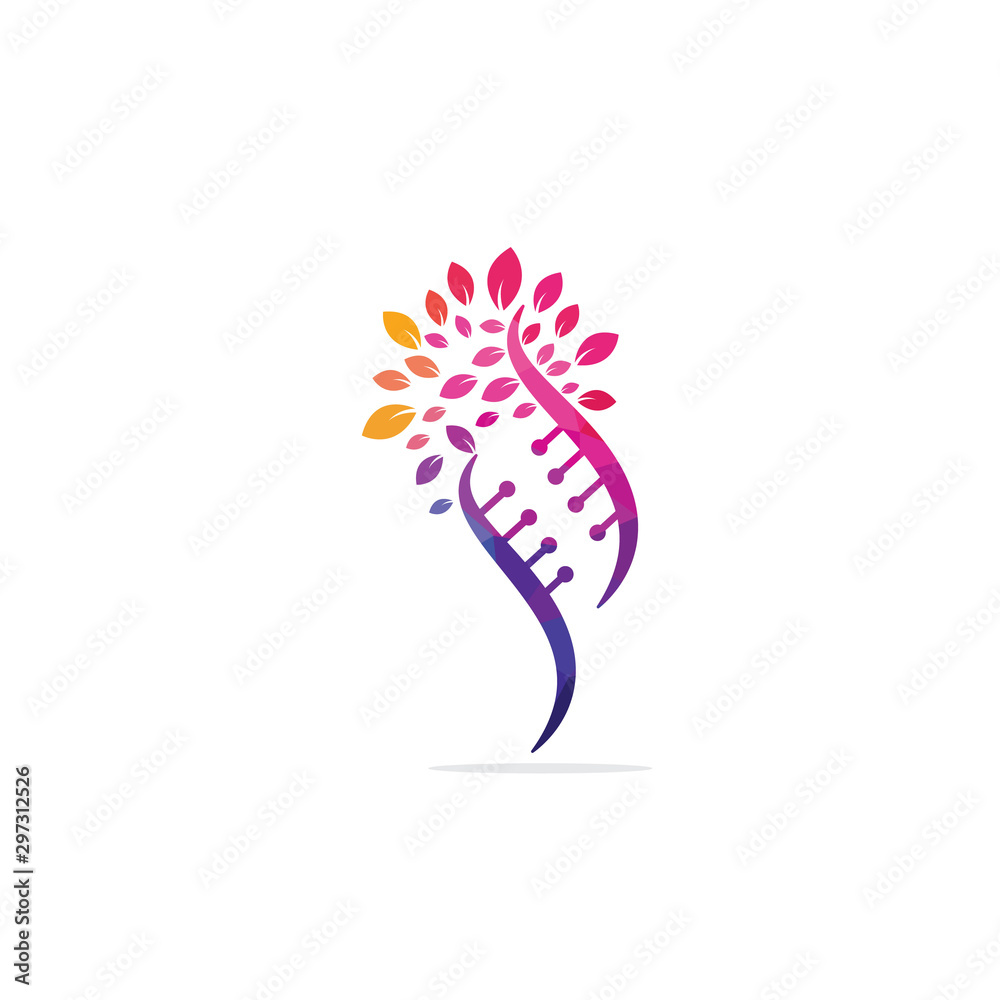 Dna tree vector logo design. DNA genetic icon. DNA with green leaves ...