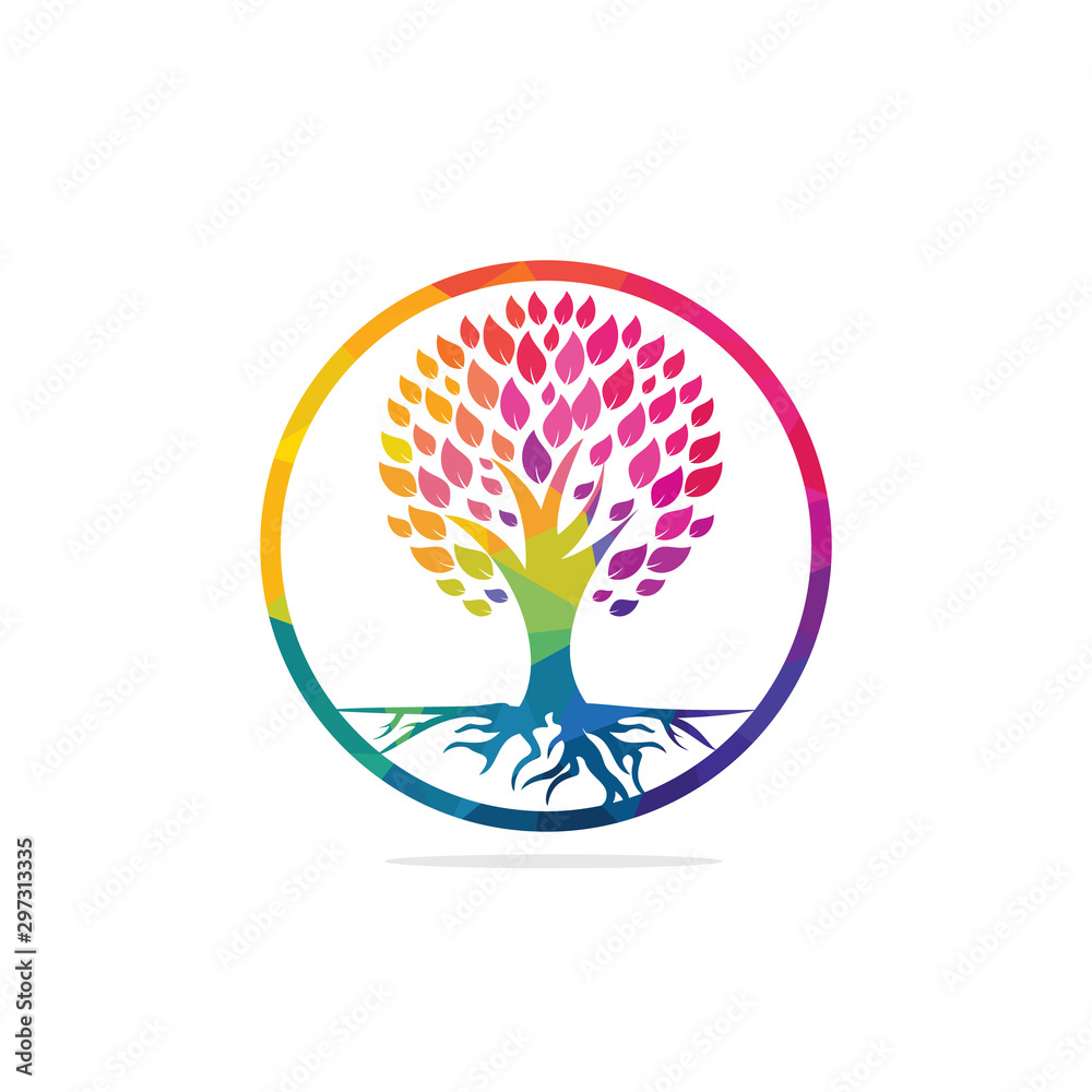 Tree Roots vector logo design. Vector tree with roots logo element ...