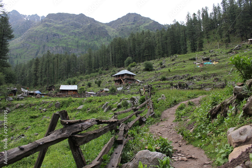 Beautiful view of Himalayan mountains, Kasol, Parvati valley, Himachal ...