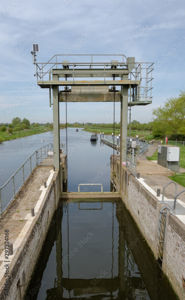 Detailed view of a Canal and River lock system, used by canal and long ...