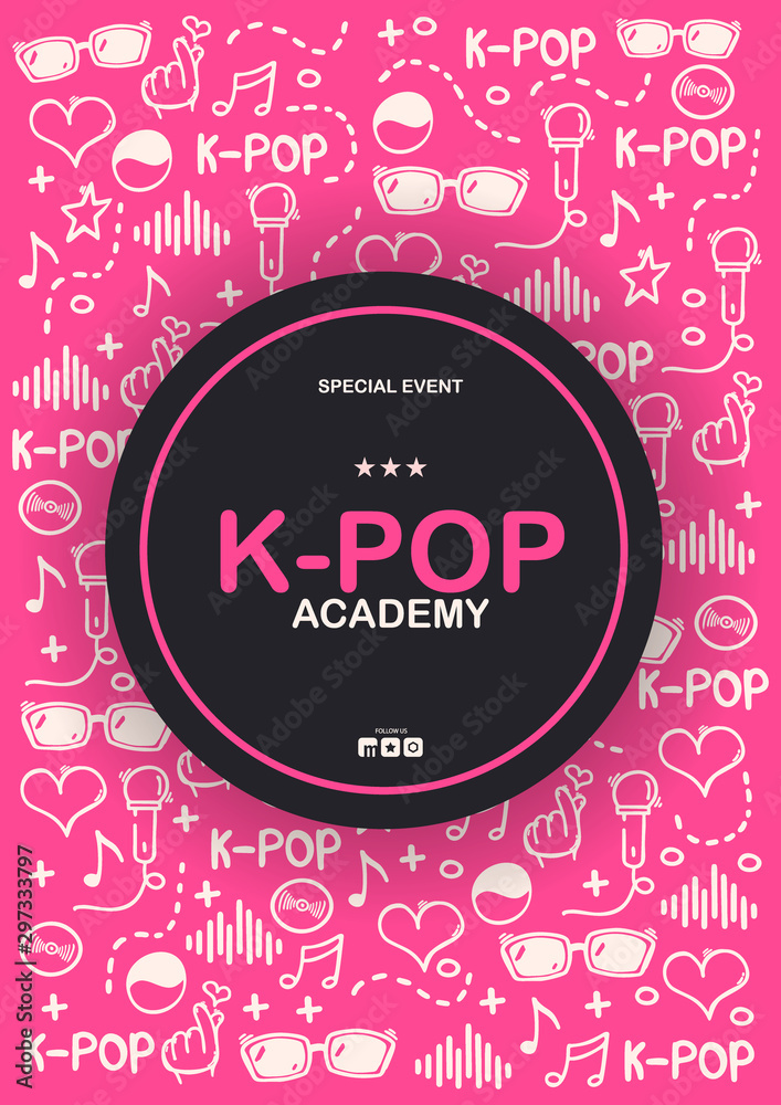 K Pop hand draw doodle background. Korean music style. Stock Vector ...