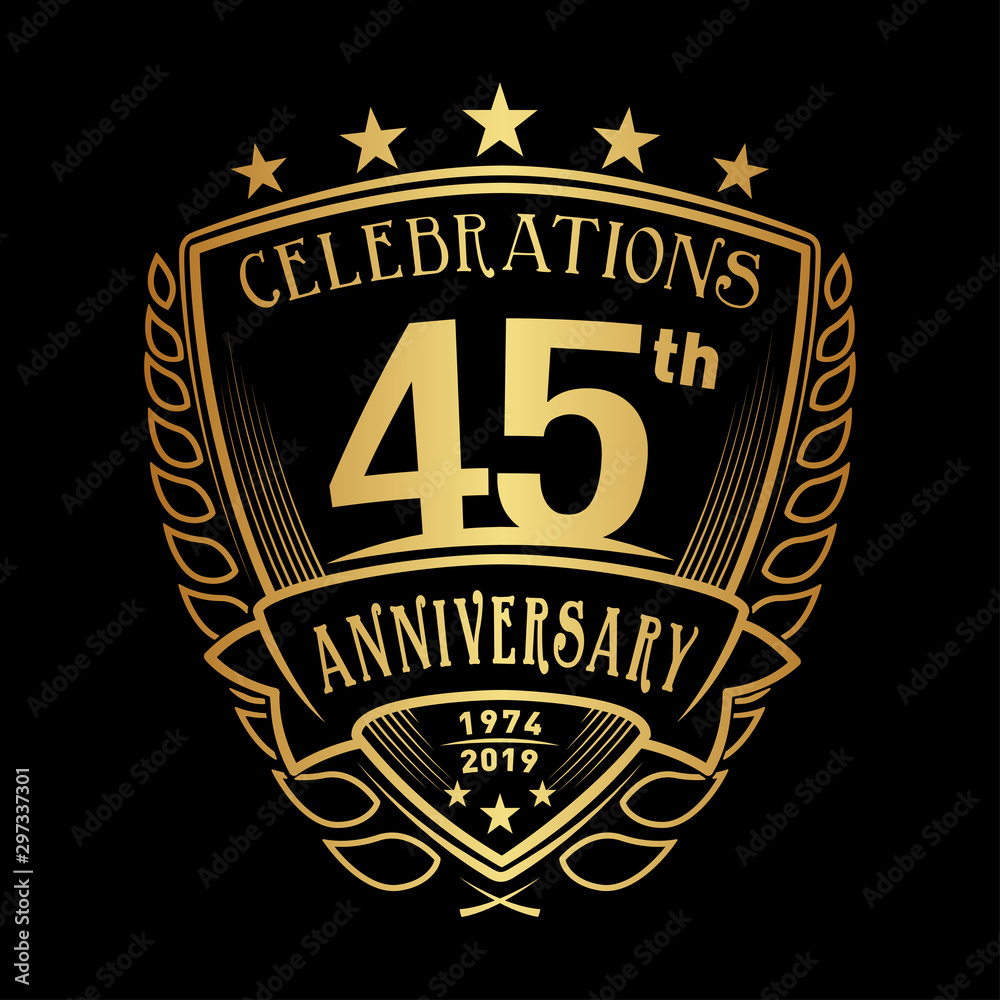 45th shield anniversary logo. 45th years logo. Vector and illustration ...