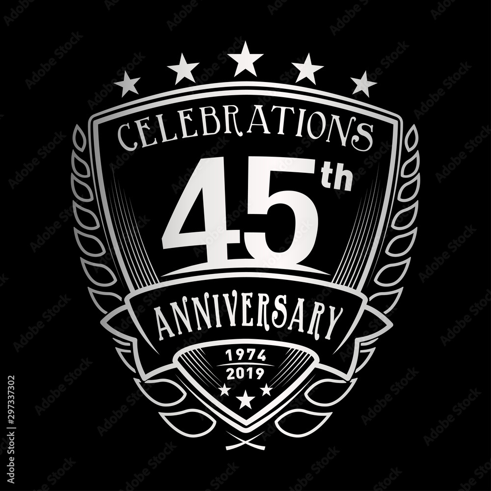 45th shield anniversary logo. 45th years logo. Vector and illustration ...