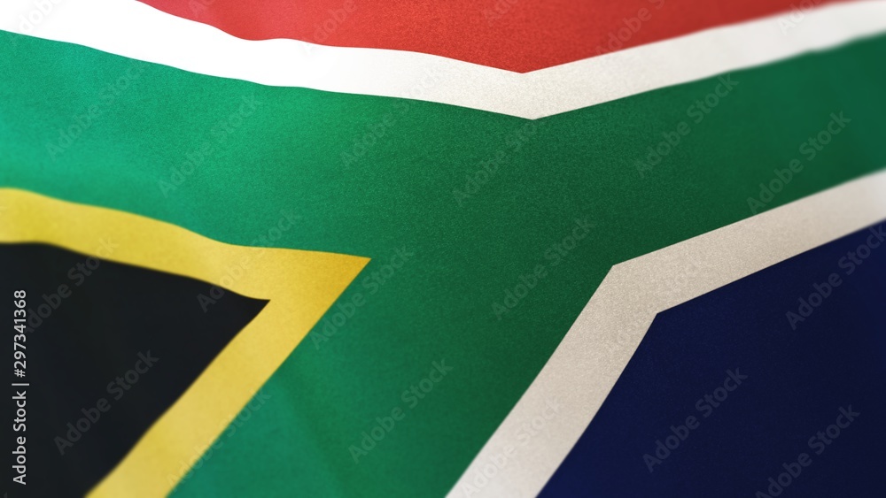 3D rendering of the national flag of South Africa waving in the wind ...
