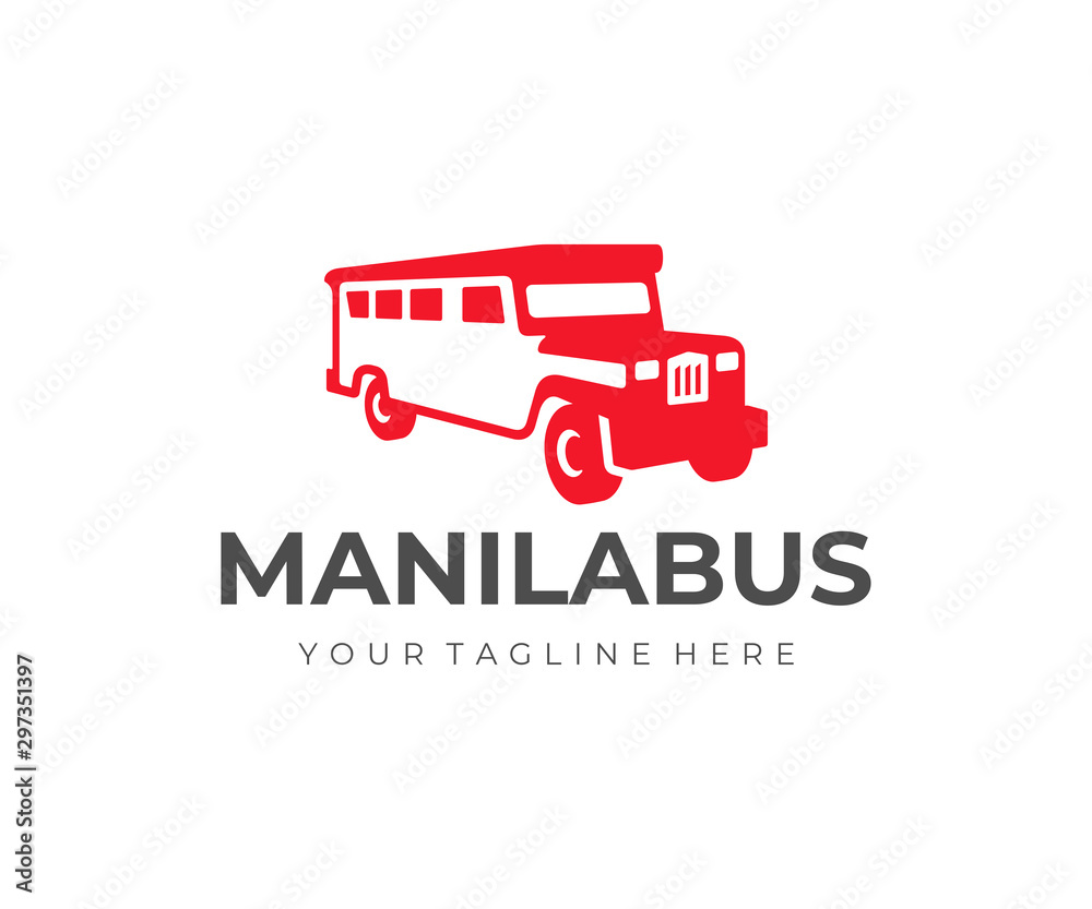 Jeepney bus logo design. Philippines public transportation vector ...