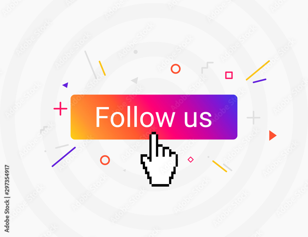 Hand Mouse Cursor Clicks the Follow Button Stock Vector | Adobe Stock