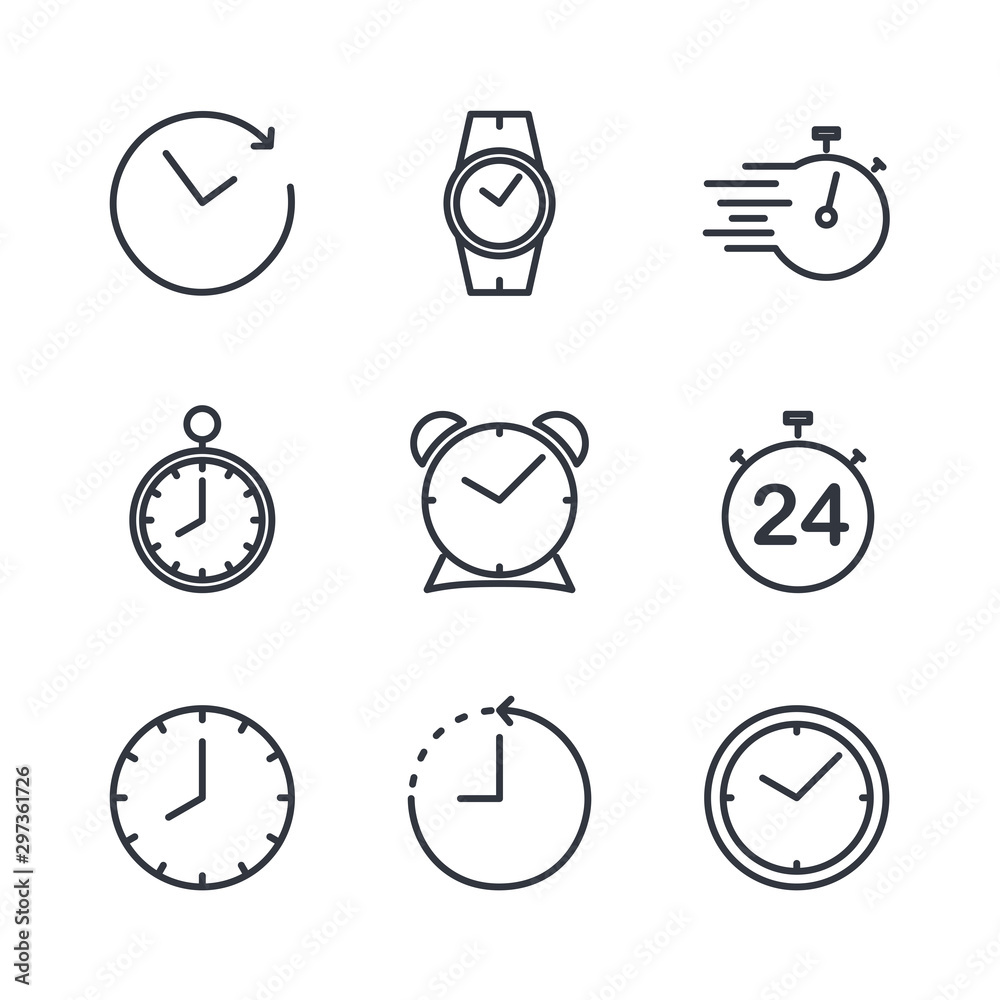 Simple Set of Time icon template color editable. Contains such Icons as ...
