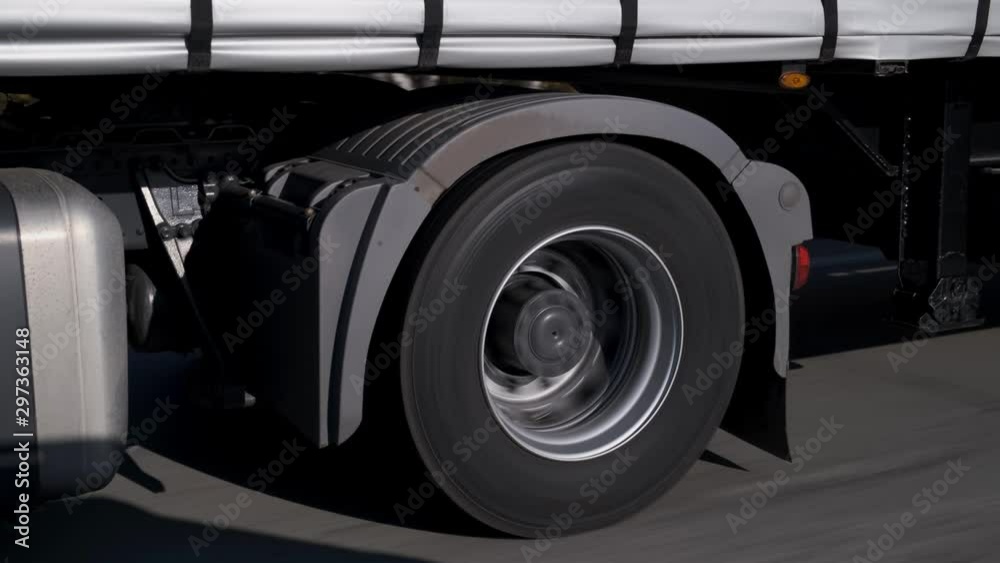 Cargo is transported by large truck, large car carries trailer, cross ...