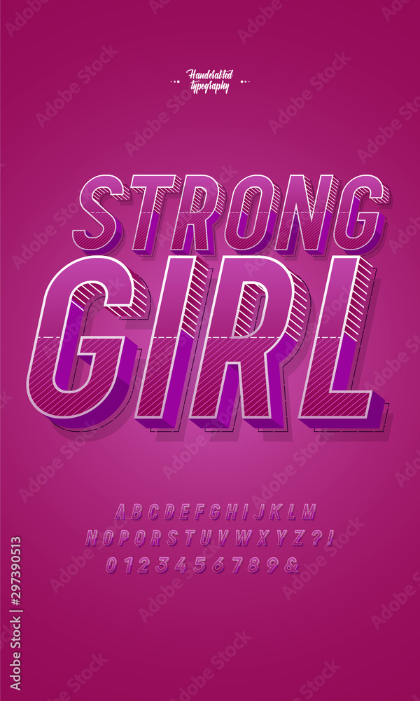 Soft Pink font with Letters, Numbers and Symbols. Decorative 3D ...