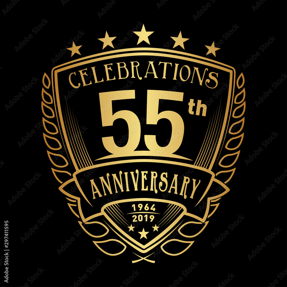 55th shield anniversary logo. 55th years logo. Vector and illustration ...