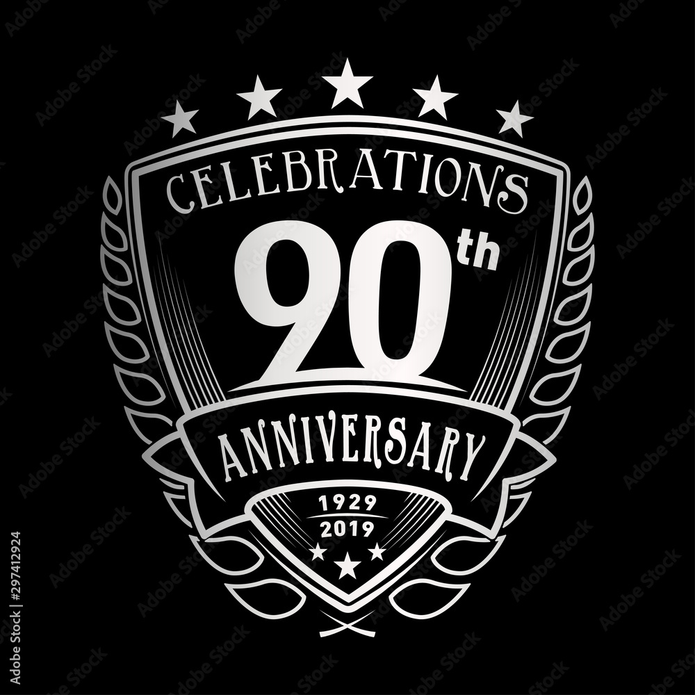 90th shield anniversary logo. 90th years logo. Vector and illustration ...
