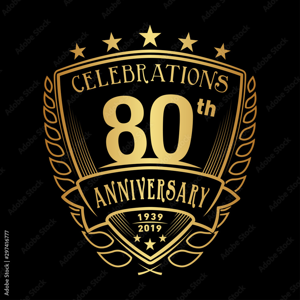 80th shield anniversary logo. 80th years logo. Vector and illustration ...