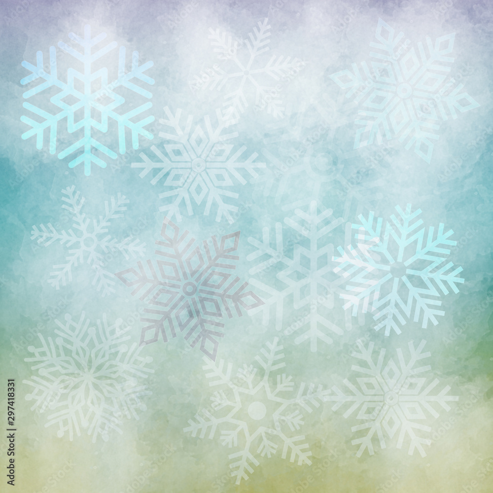 Blue Gradient Watercolor Background With Snowflakes Stock Illustration
