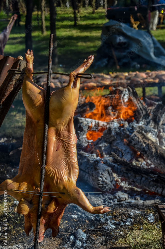 Comida típica argentina - lechón asado Stock Photo | Adobe Stock