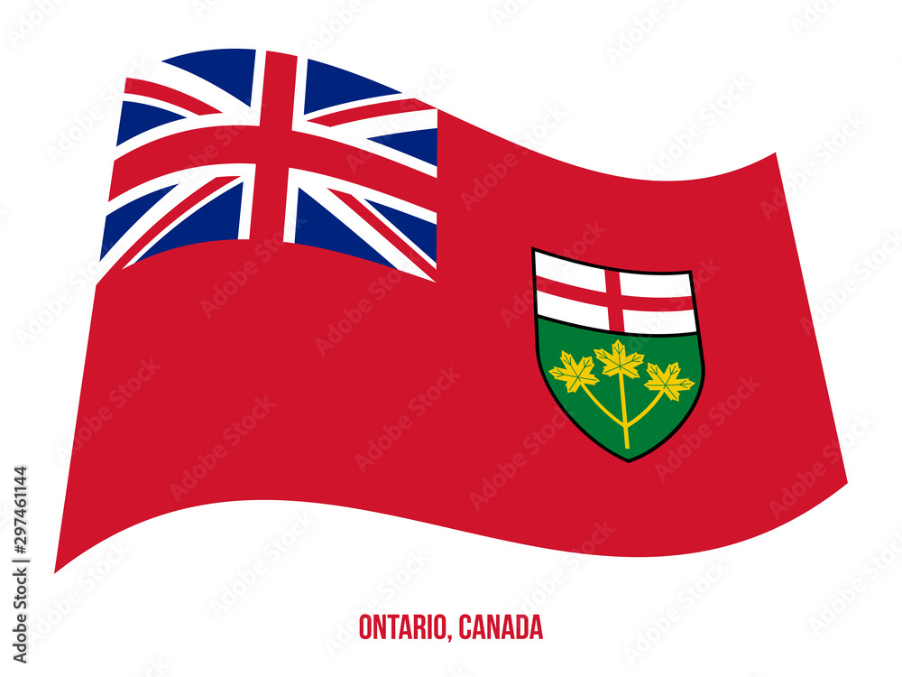 Ontario Flag Waving Vector Illustration on White Background. Provinces ...