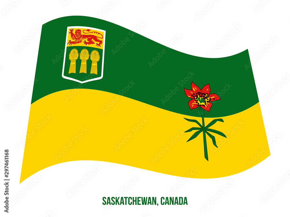 Saskatchewan Flag Waving Vector Illustration on White Background ...