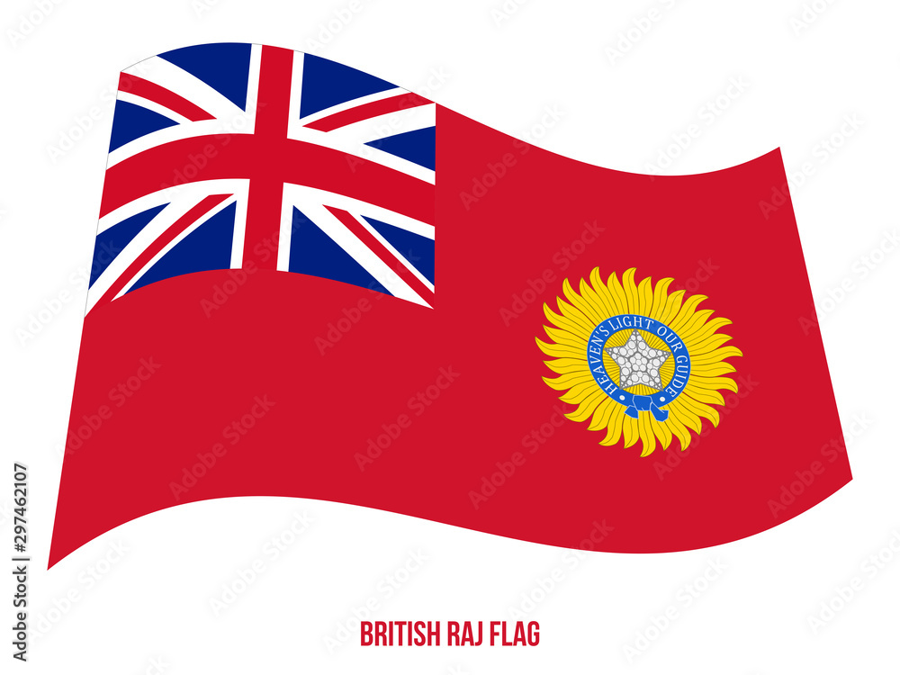 British Raj (1858-1947) Flag Waving Vector Illustration on White ...