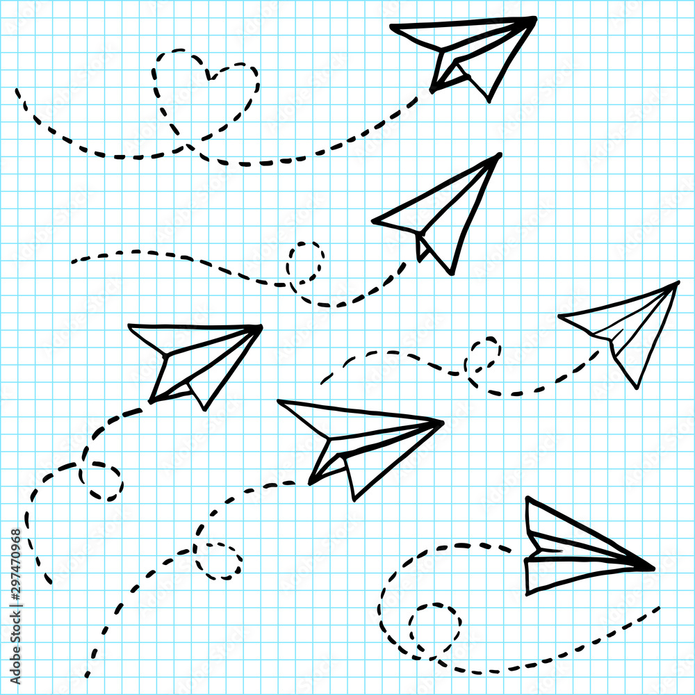Hand drawn Paper airplane. doodle paper plane icon. vector illustration ...