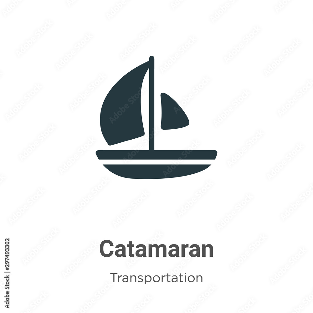 Catamaran vector icon on white background. Flat vector catamaran icon ...