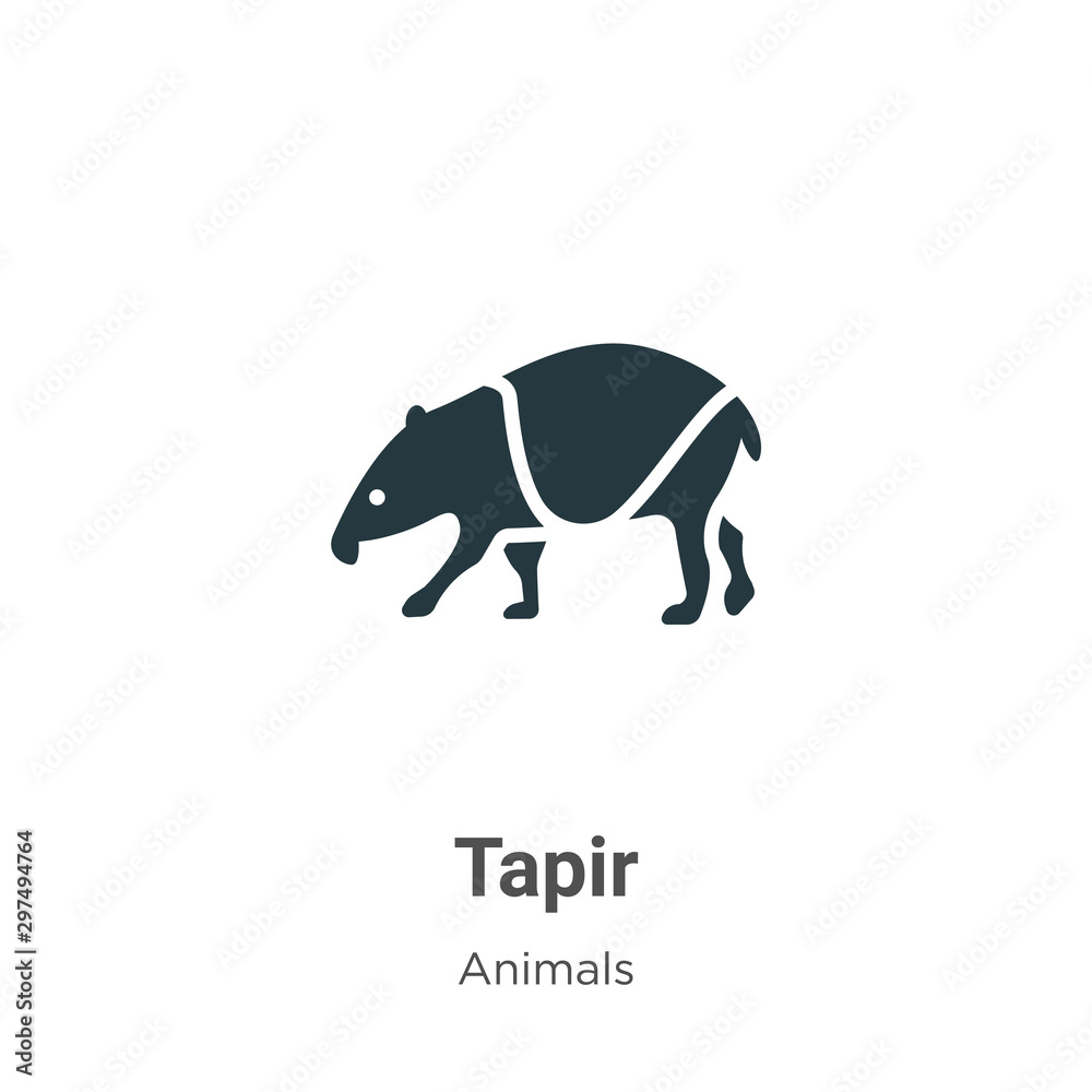 Tapir vector icon on white background. Flat vector tapir icon symbol ...