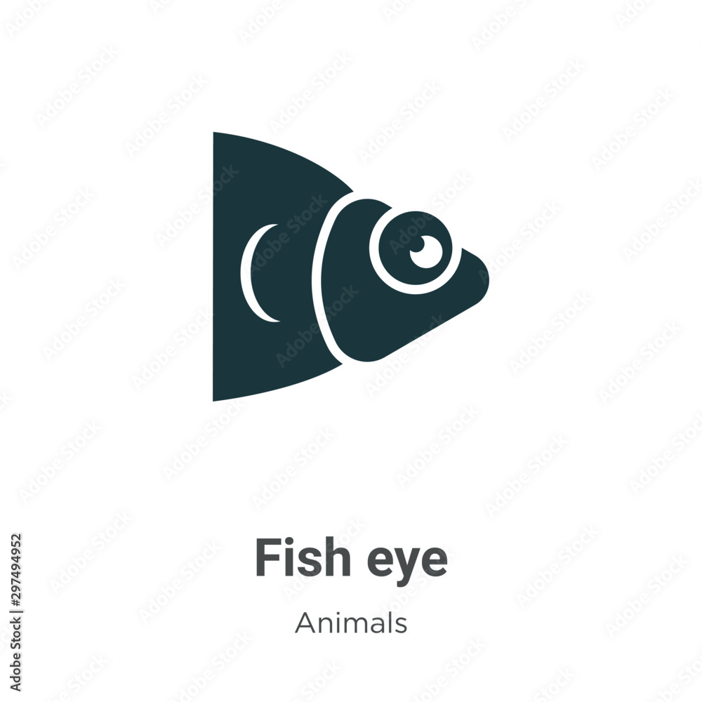 Fish eye vector icon on white background. Flat vector fish eye icon ...