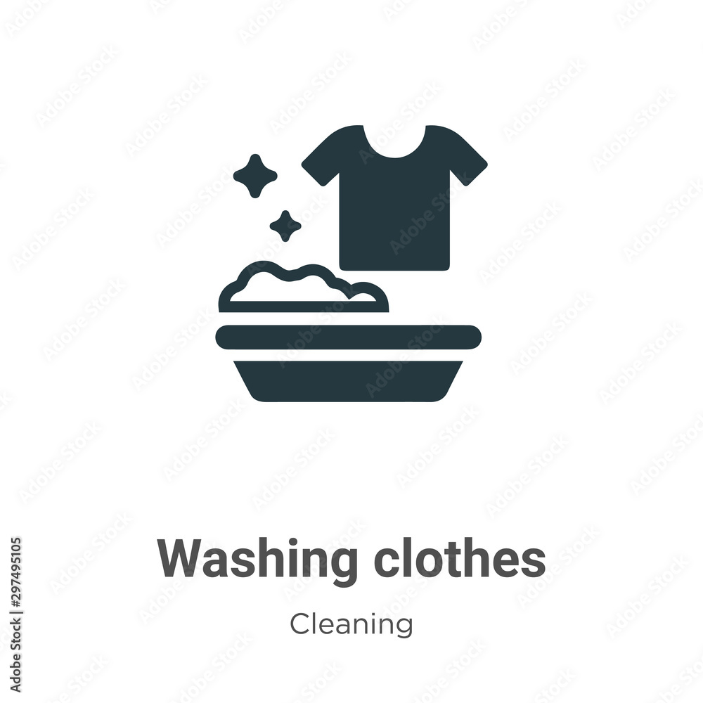 Washing clothes vector icon on white background. Flat vector washing ...