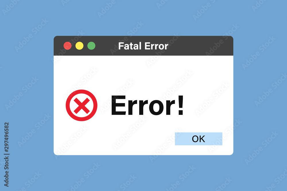 Browser window with error isolated vector illustration on blue ...