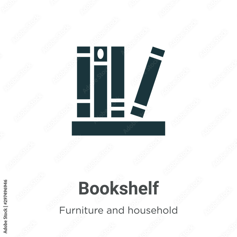 Bookshelf vector icon on white background. Flat vector bookshelf icon ...