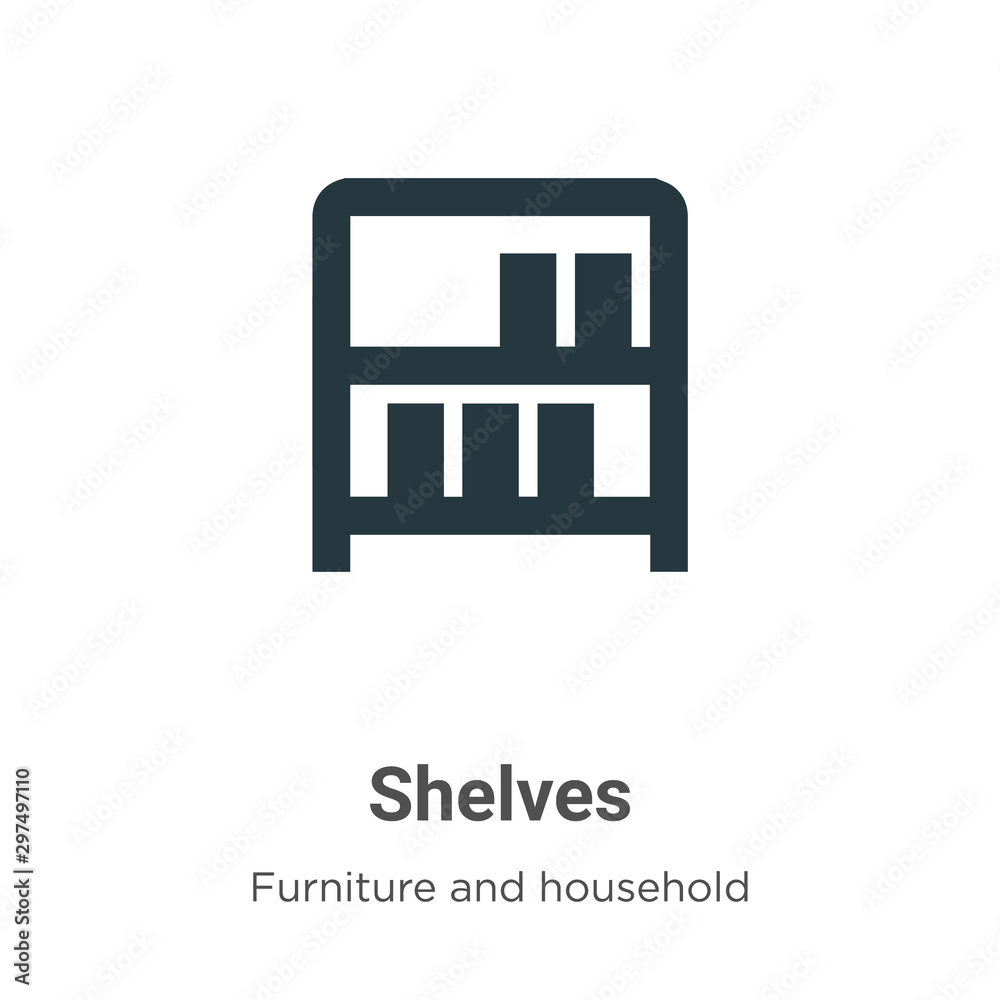 Shelves vector icon on white background. Flat vector shelves icon ...