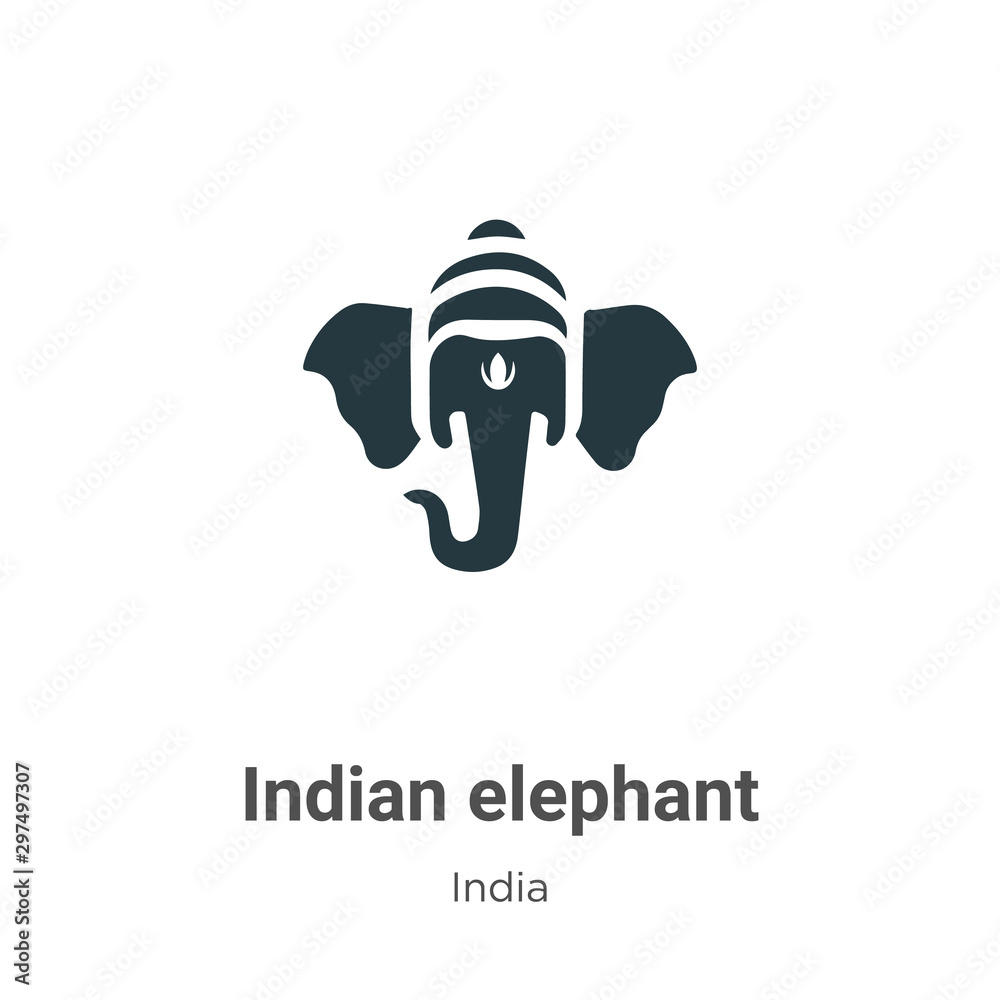 Indian elephant vector icon on white background. Flat vector indian ...
