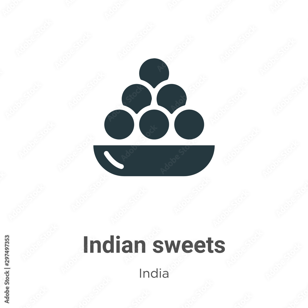 Indian sweets vector icon on white background. Flat vector indian ...