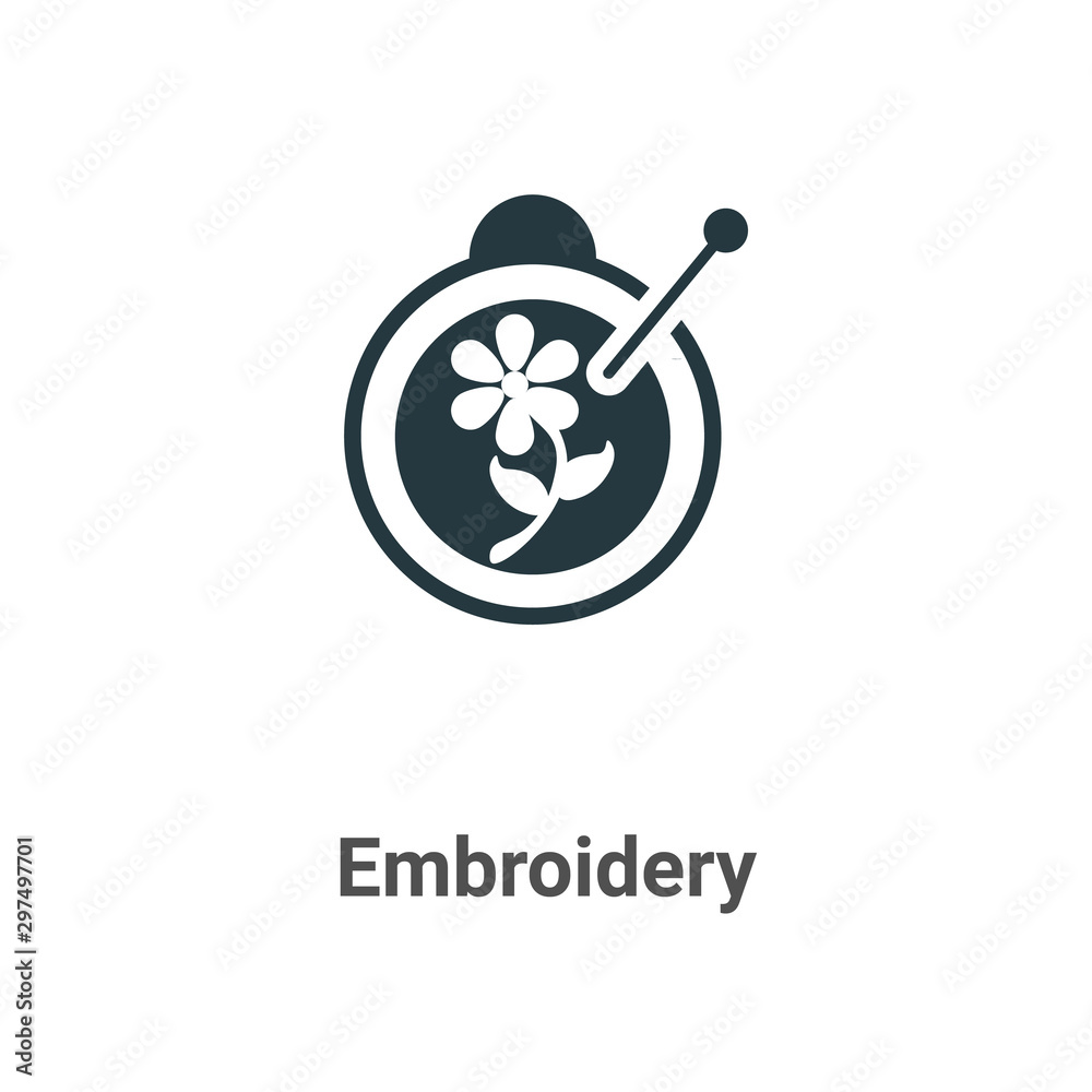 Embroidery vector icon on white background. Flat vector embroidery icon ...