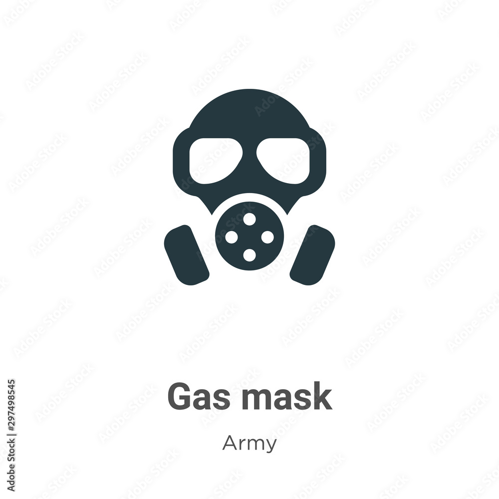 Gas mask vector icon on white background. Flat vector gas mask icon ...