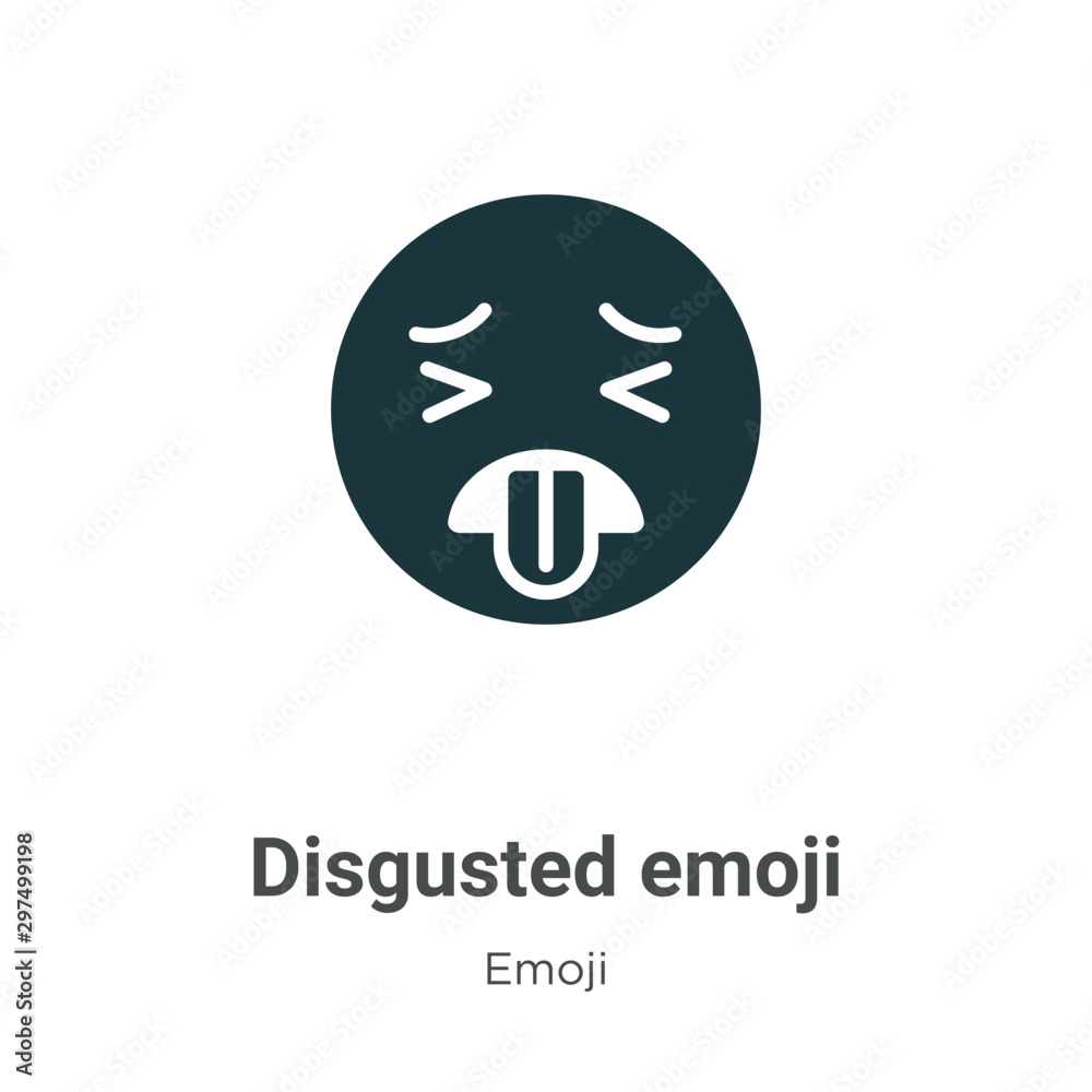 Disgusted emoji vector icon on white background. Flat vector disgusted ...