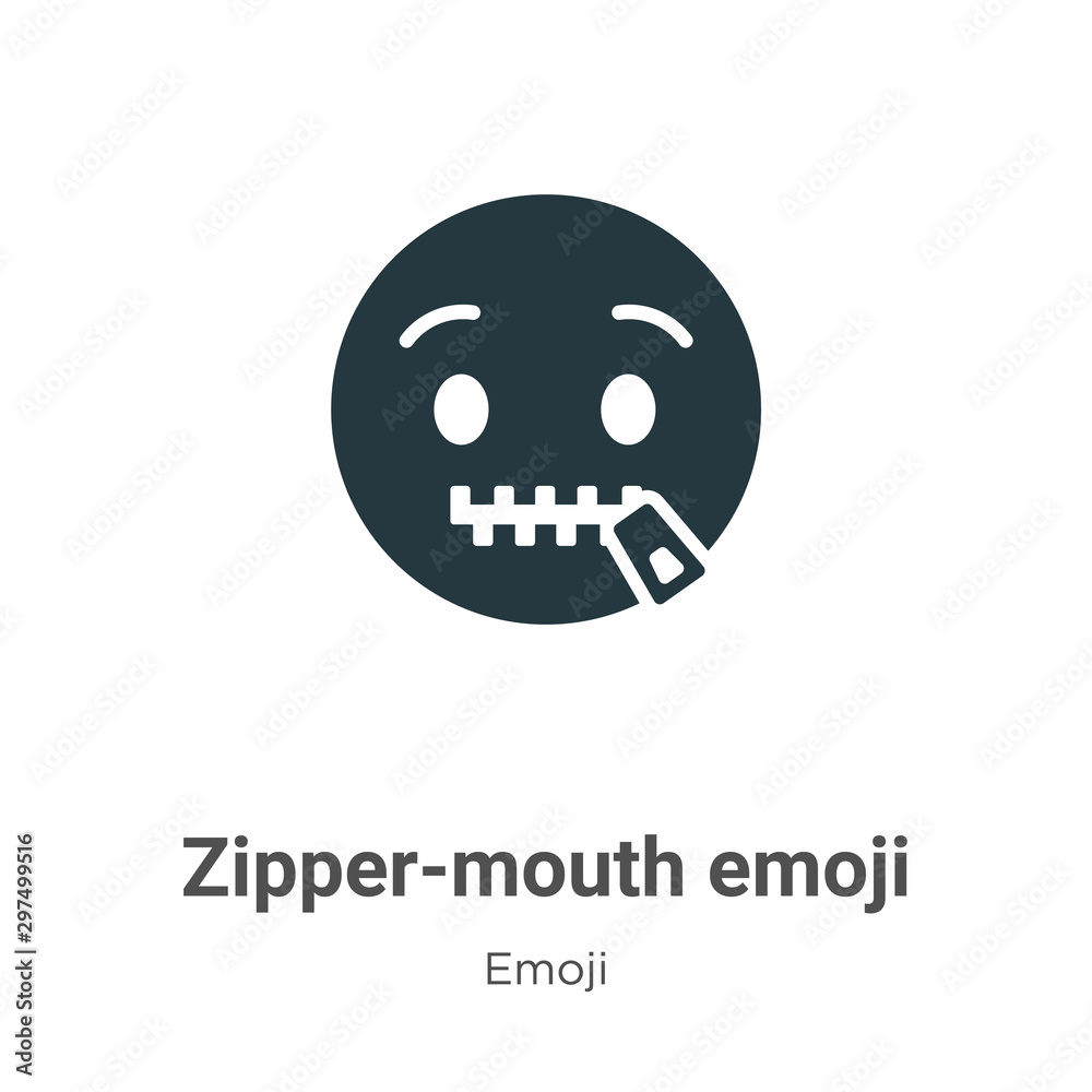 Zipper-mouth emoji vector icon on white background. Flat vector zipper ...